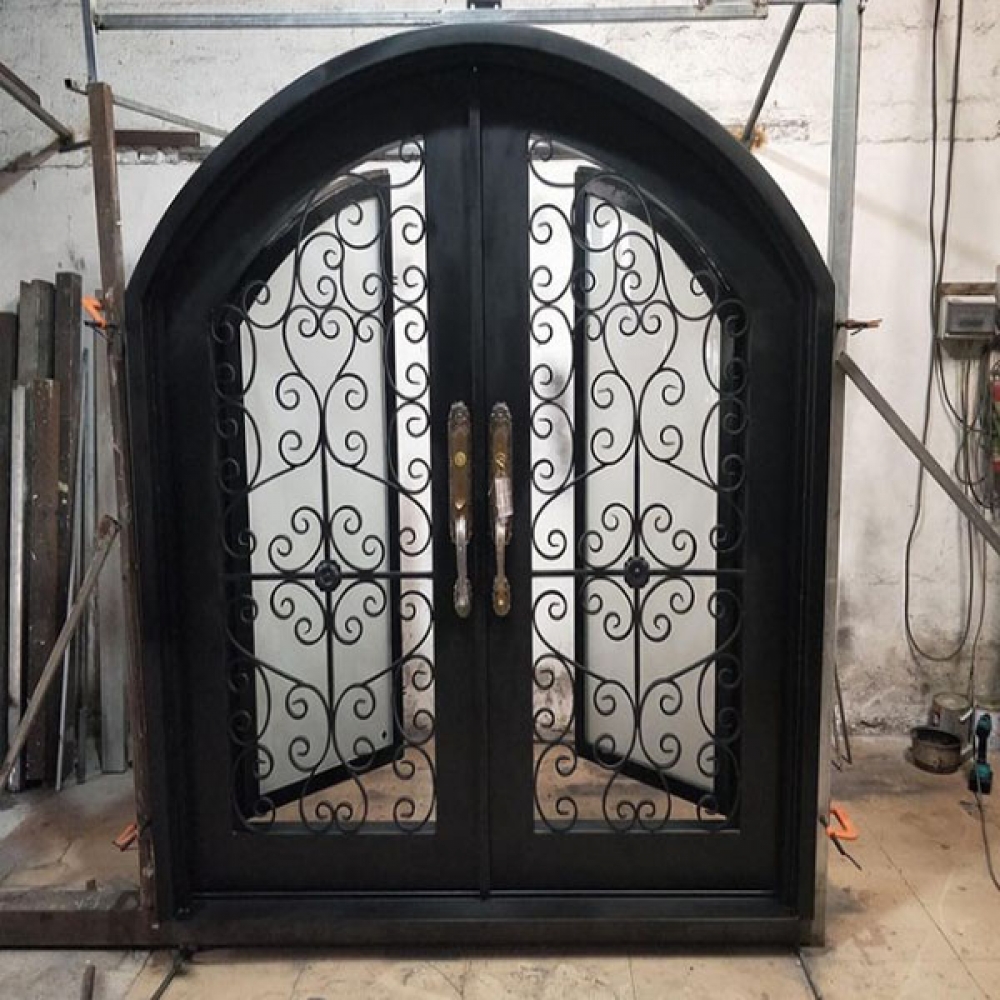 Wrought Iron Security Door Grill Design Double Entrance custom ironwork