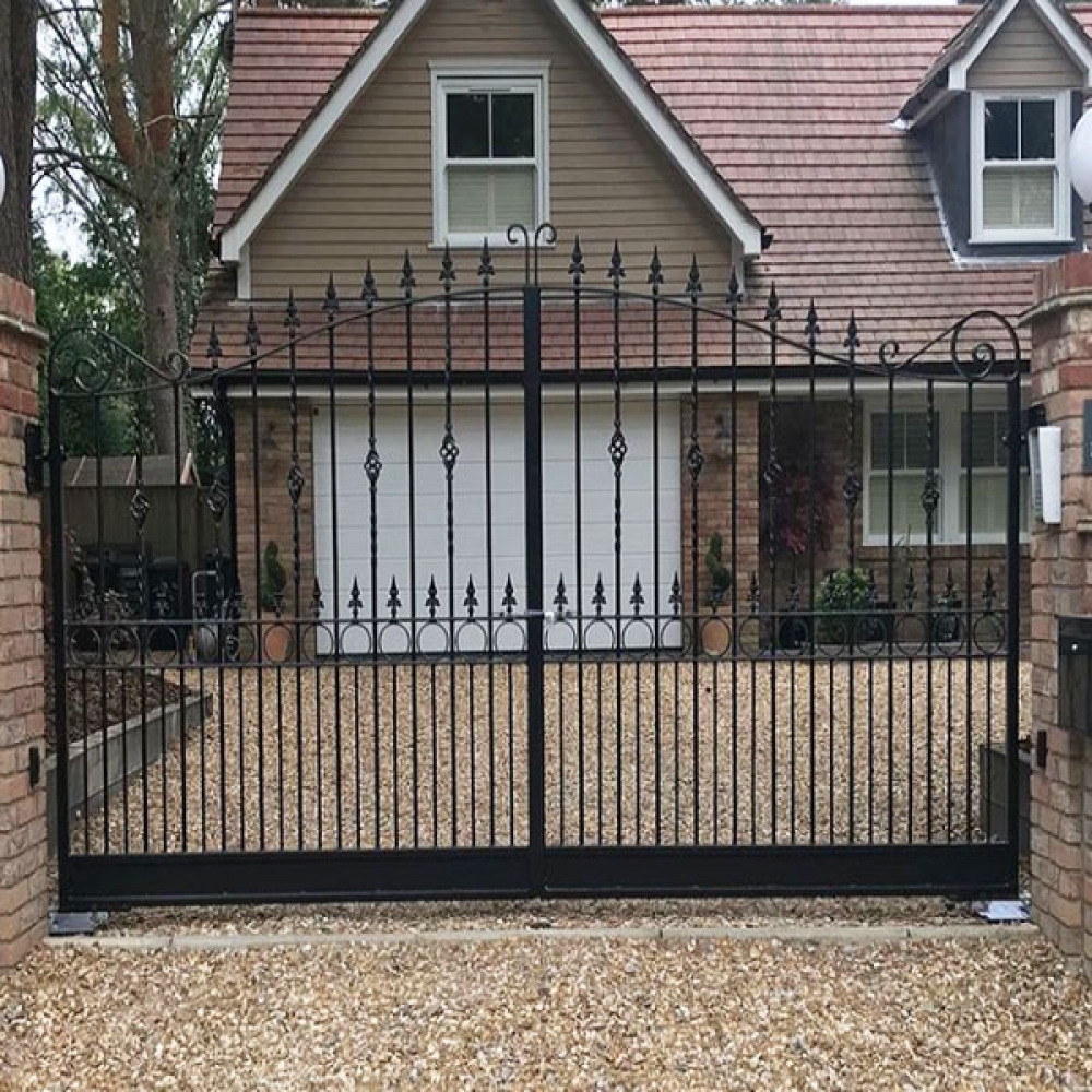 Automatic Sliding Main Gate Design Display for Courtyard custom ironwork