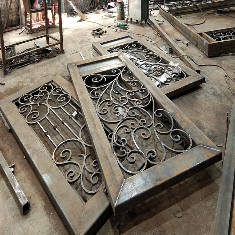 Hand forging wrought iron door welding galvanized antirust door custom ...