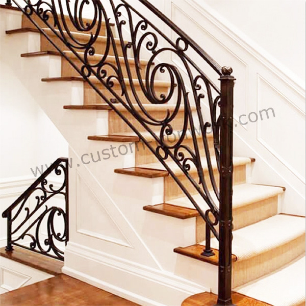 Classical wrought iron custom handrail for interior staircase custom ...