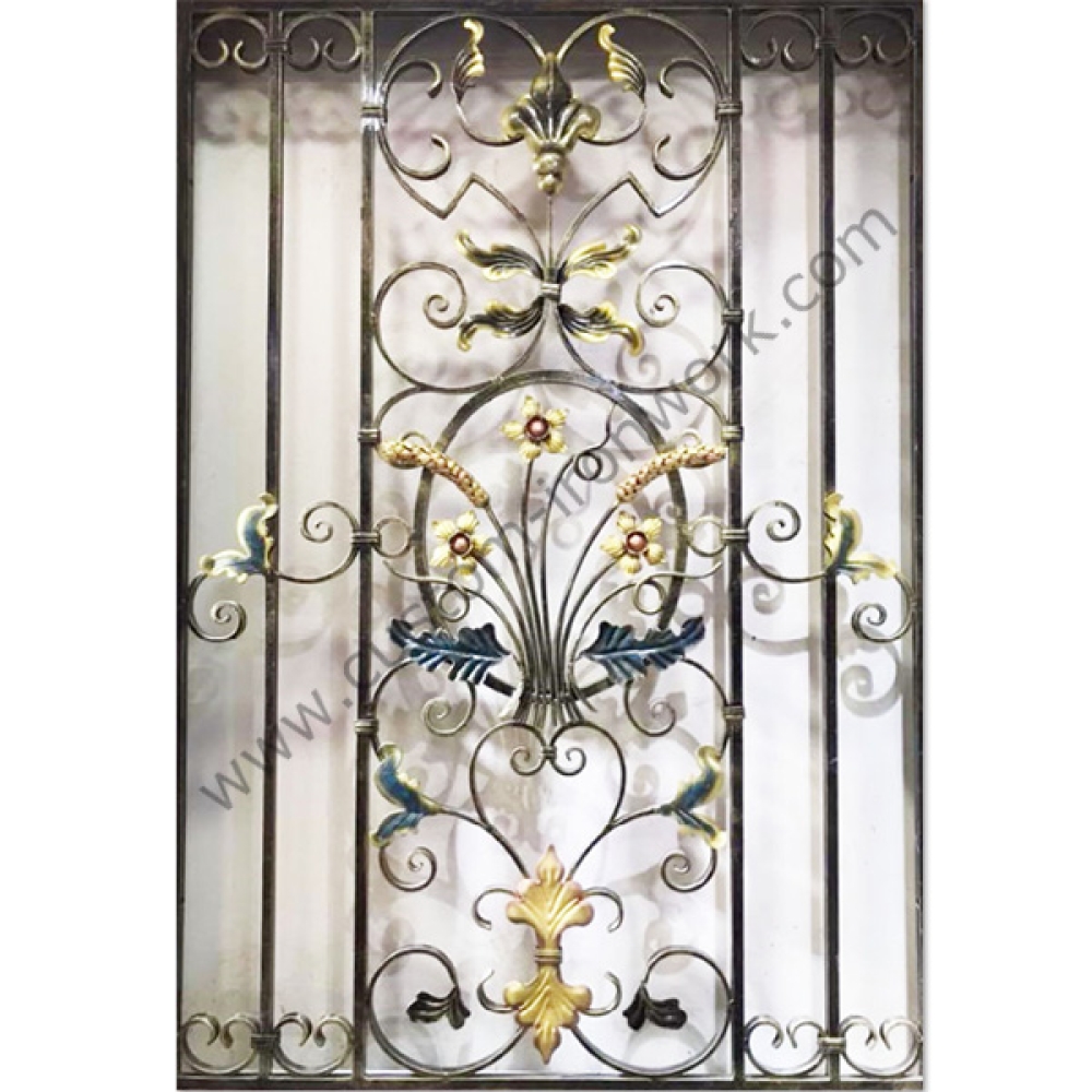 Custom handmade wrought iron decorative window grille looks good custom ...