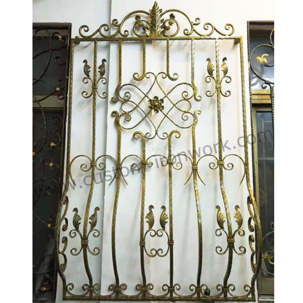 Decorative hand forged iron classical window grille custom ironwork
