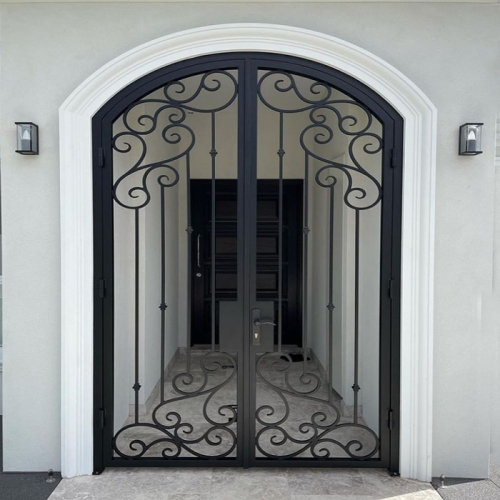 Wrought Iron Scroll Decoration Double Door Handle Lock Design custom ...